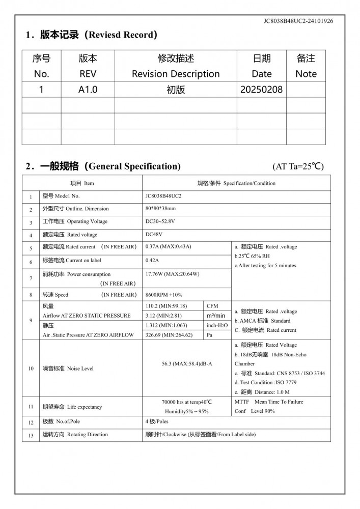 JC8038B48UC2 approval sheet page 2