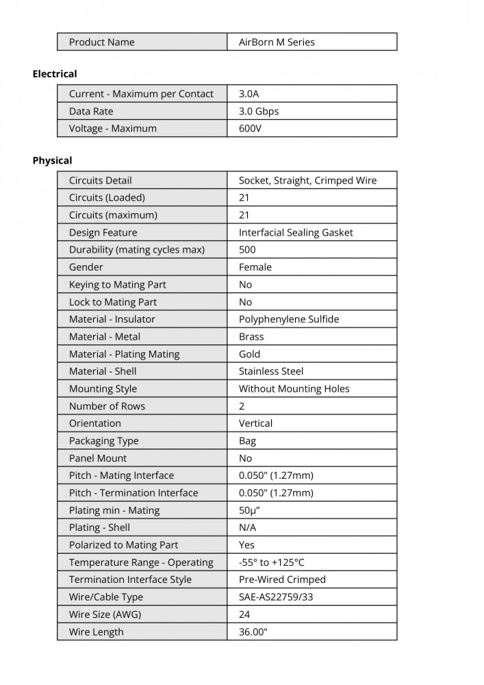 AirBorn M Series Micro-D technical document page 2
