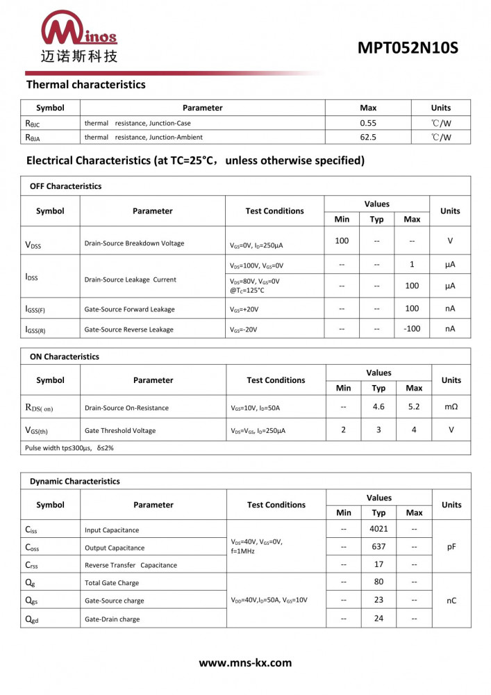 MPT052N10S datasheet page 2