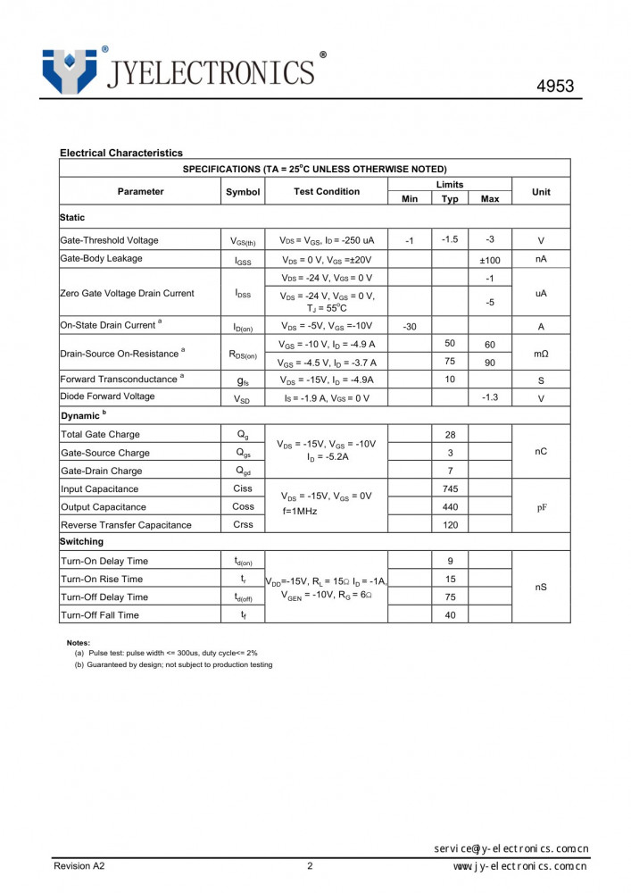 JingYang 4953 datasheet page 2
