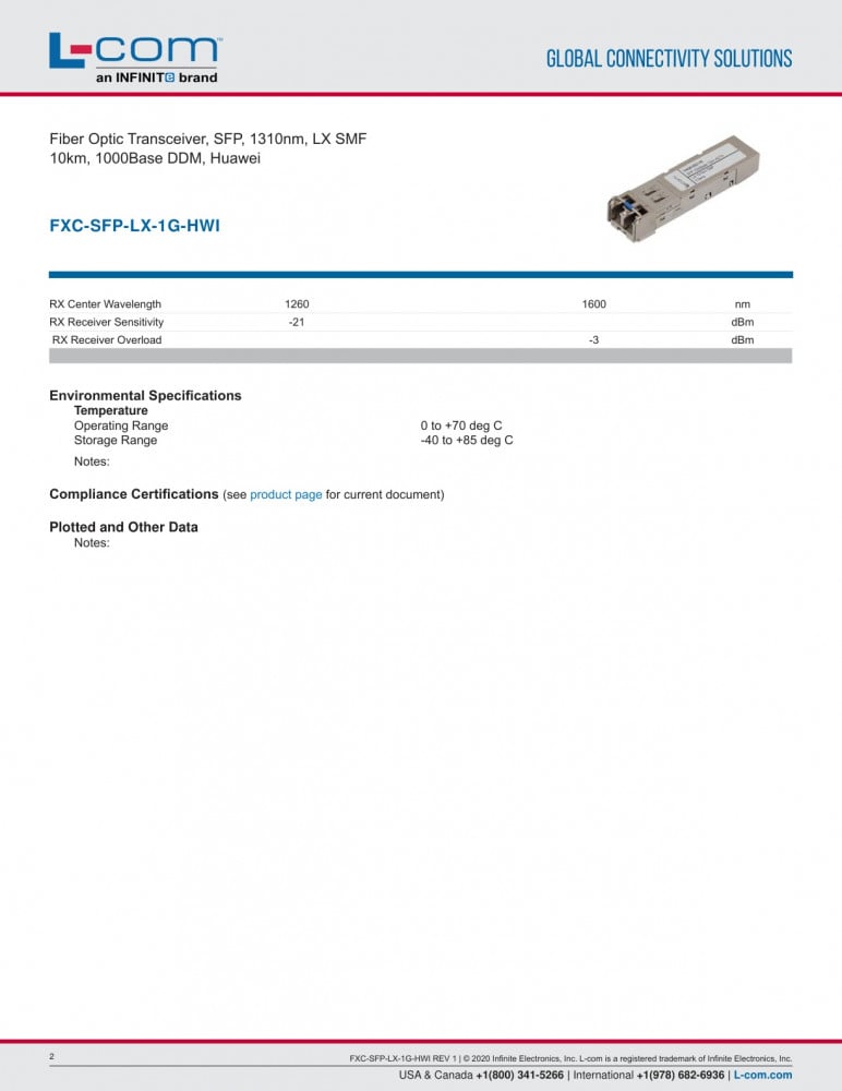 FXC-SFP-LX-1G-HWI datasheet page 2