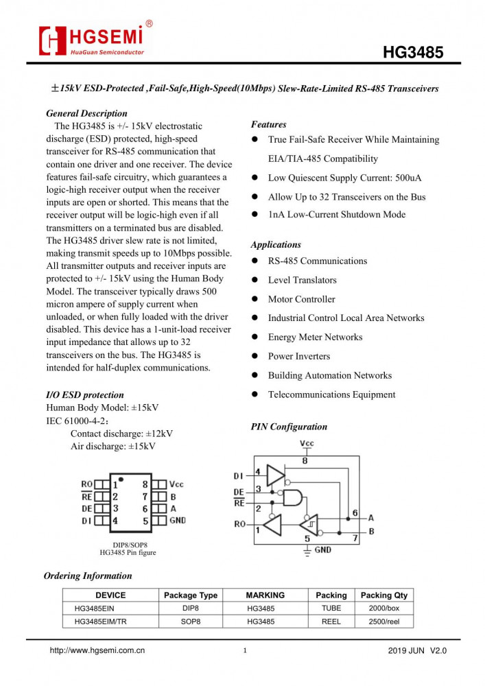 HG3485EIM/TR datasheet page 1