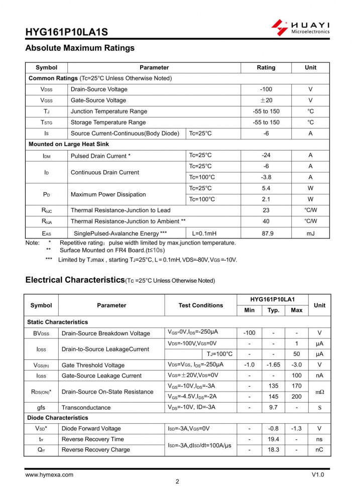 HYG161P10LA1S datasheet page 2