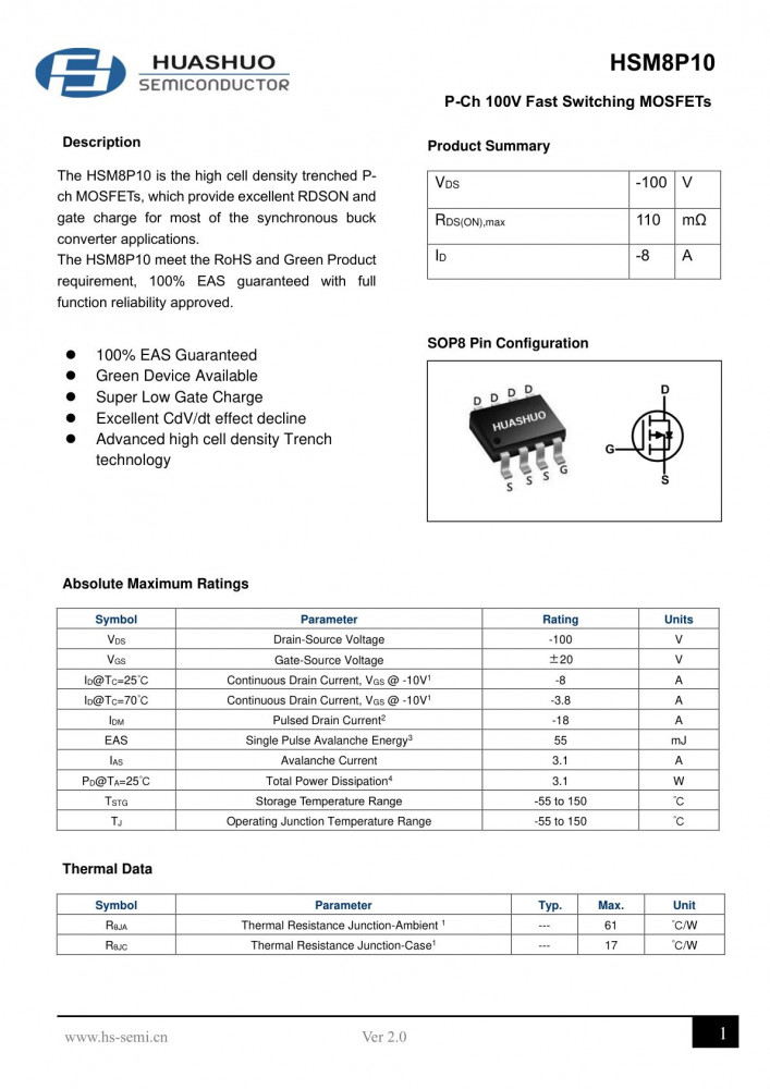 HSM8P10 datasheet page 1