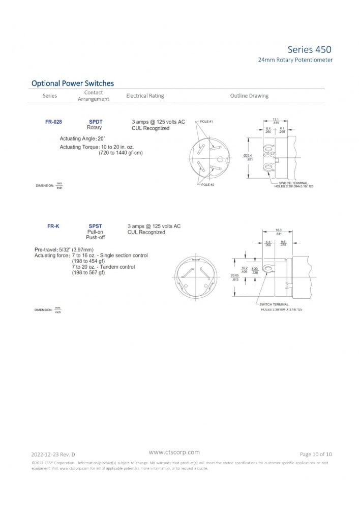 CTS Series 450 datasheet page 10