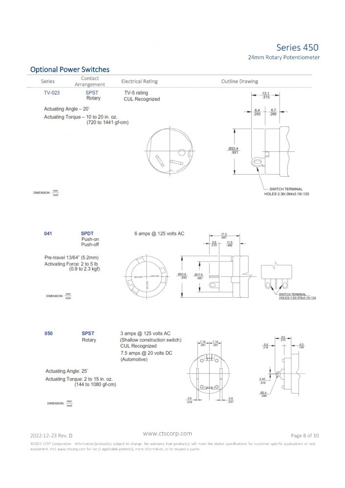 CTS Series 450 datasheet page 8