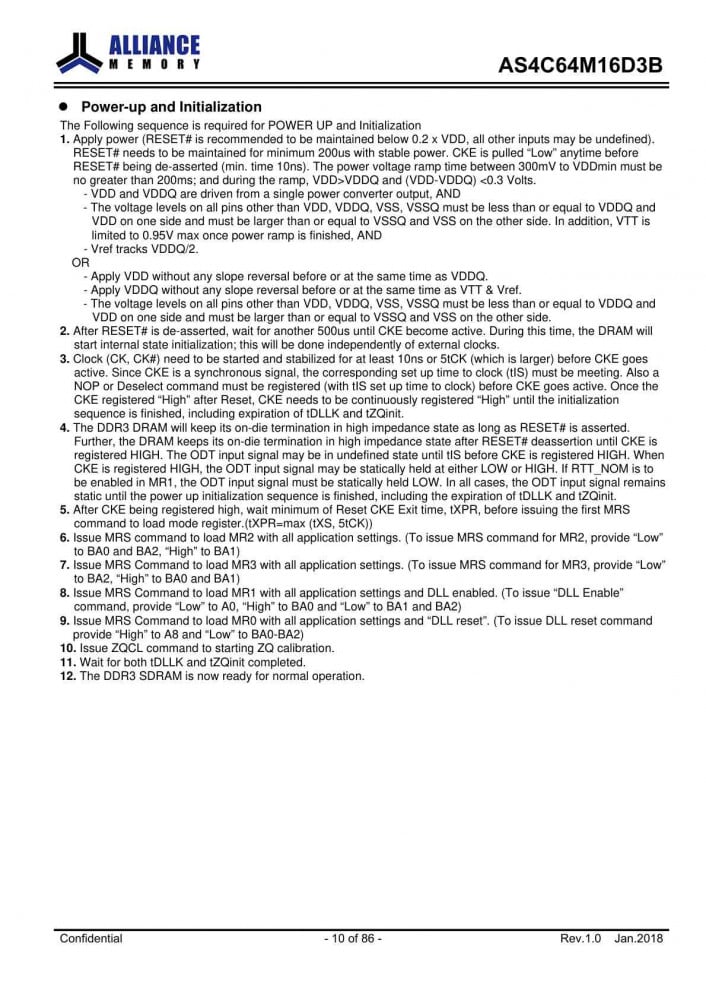 AS4C64M16D3B datasheet page 10