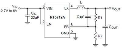 RT5712C - 2A, 1MHz, 6V CMCOT Synchronous Step-Down Converter