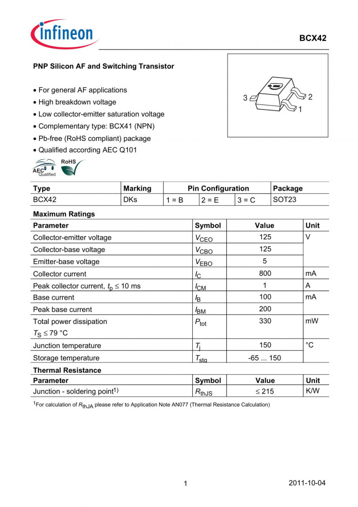 BCX 42 datasheet page 1