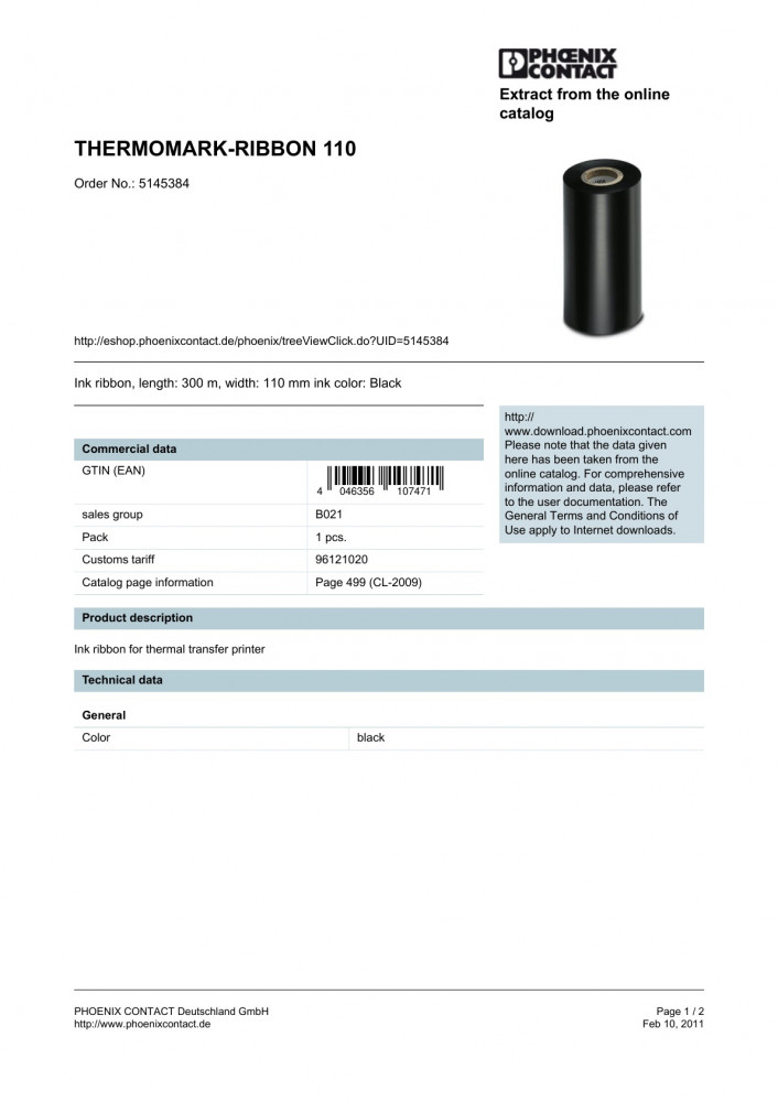 Product document image, page 1