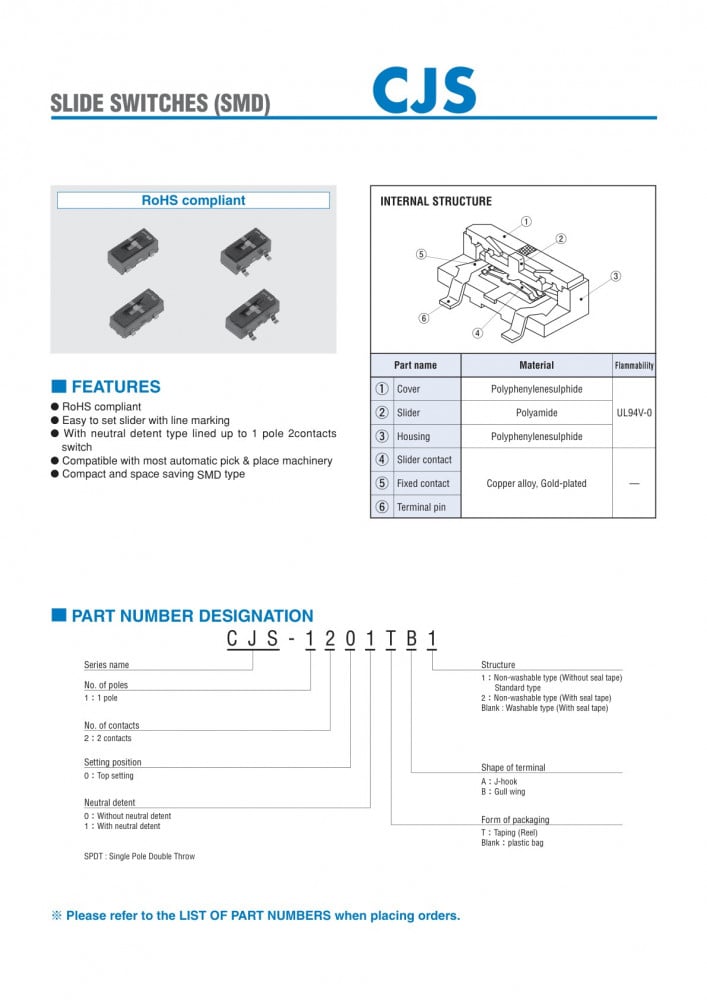 Nidec CJS-1201TB datasheet page 1