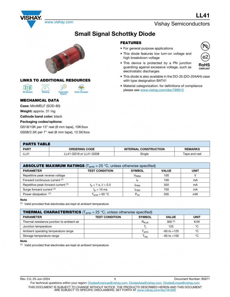 LL41-GS datasheet image, page 1