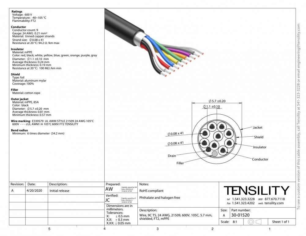 Tensility International 30-01520 product drawing preview