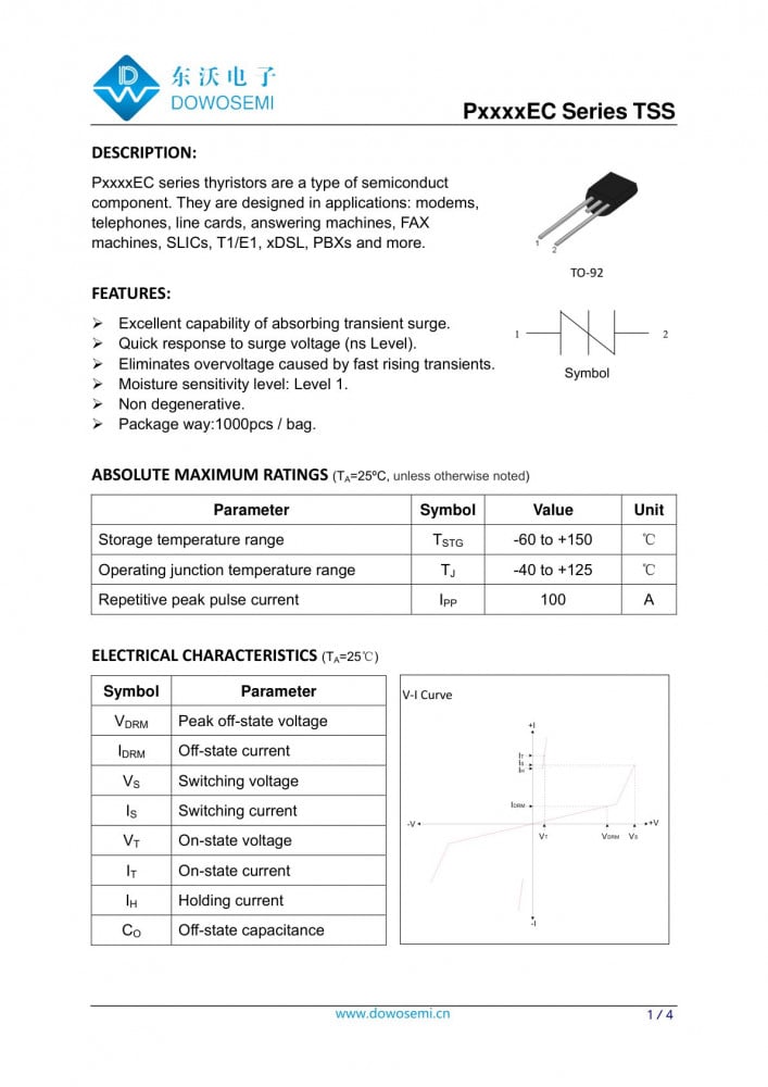 P0720EC datasheet page 1