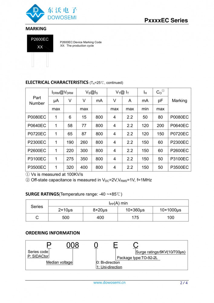 P0720EC datasheet page 2
