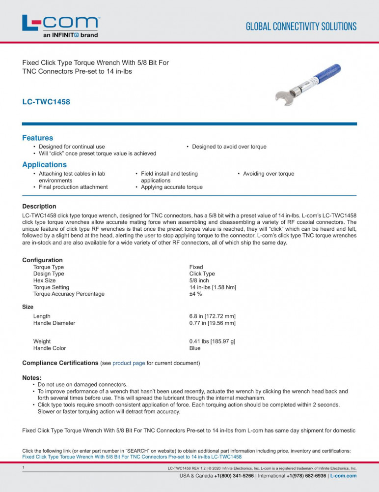 LC-TWC1458 product document page 1
