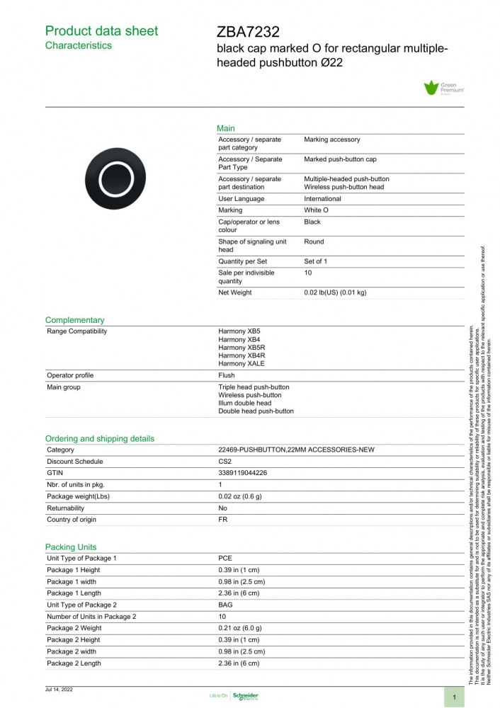 ZBA7232 technical document page 1