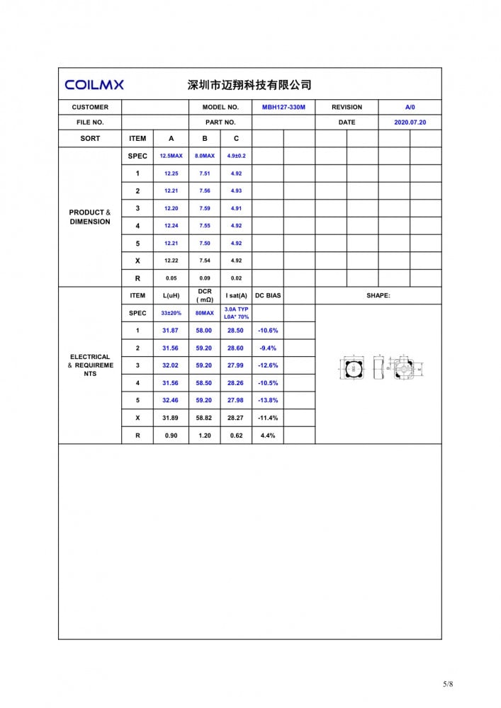 MBH127-330M specification page 5
