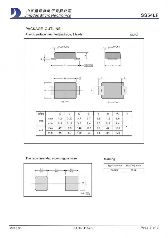 SS54LF datasheet page 3