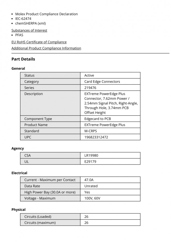 MOLEX 2194760100 technical document preview, page 2