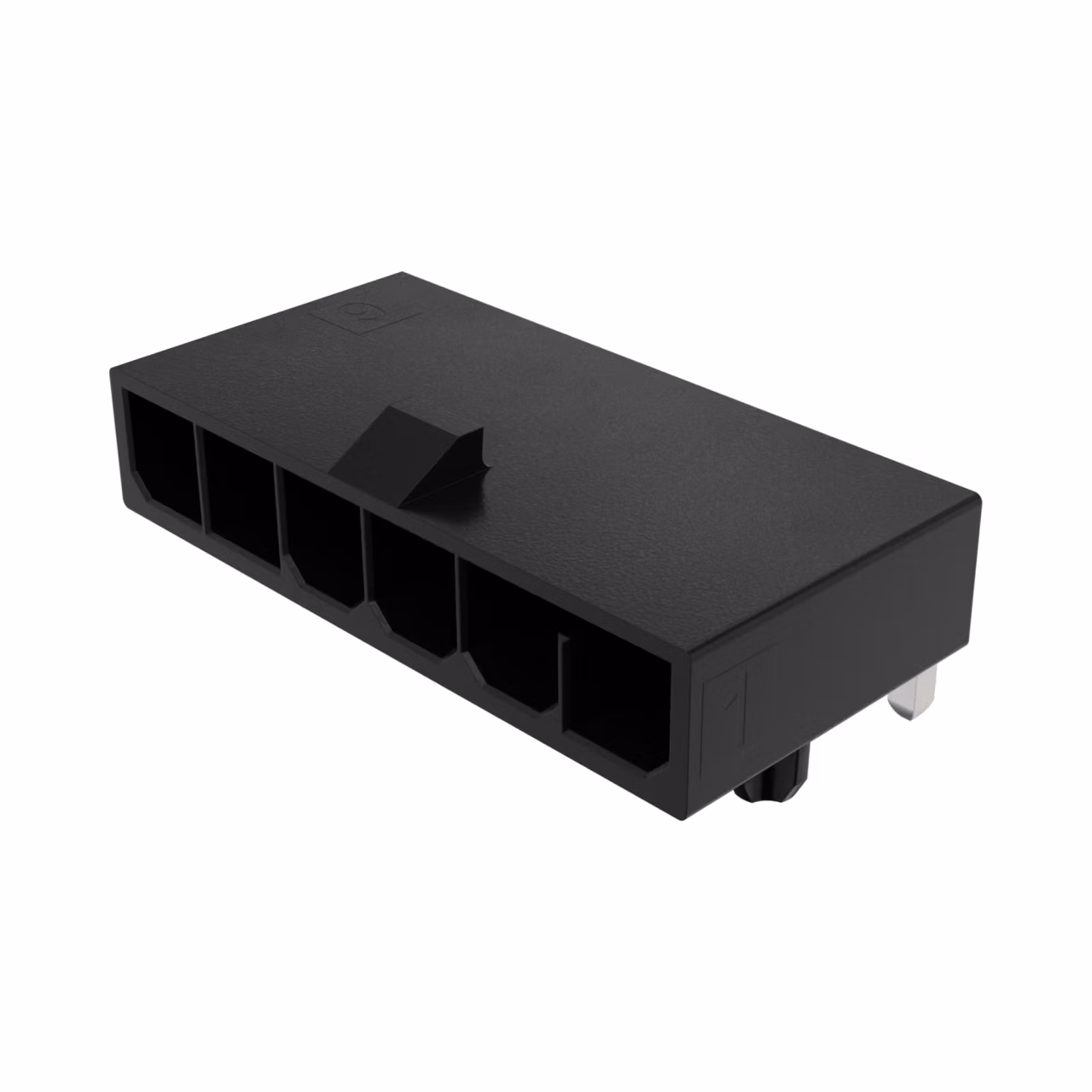 Mini-Fit Max Right-Angle Header, Single Row, Through Hole, 6 Circuits, Matte Tin (Sn) Plating, Black, Glow-Wire Capable, Tray for sale