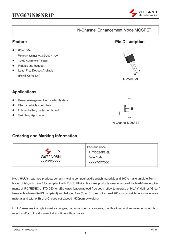 HYG072N08NR1P datasheet page 1