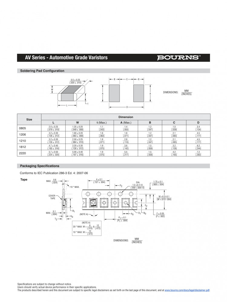 BOURNS AV Series datasheet page 8