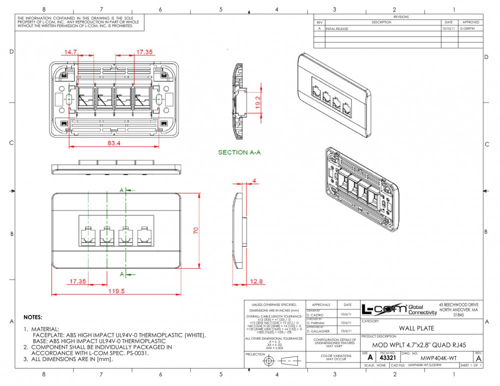 L-com MWP404K-WT engineering drawing preview