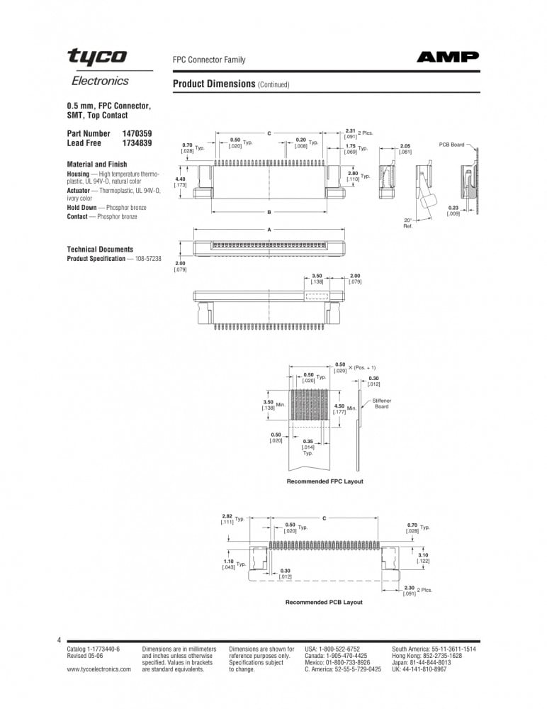 TE Connectivity FPC connector document page 4
