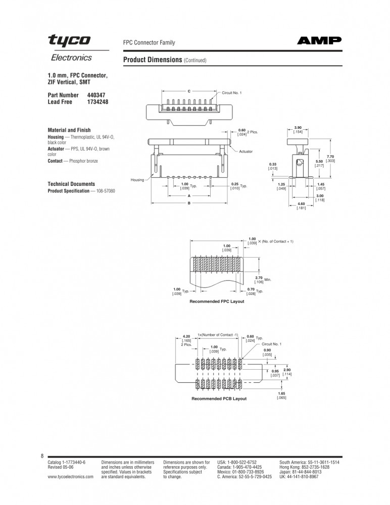 TE Connectivity FPC connector document page 8