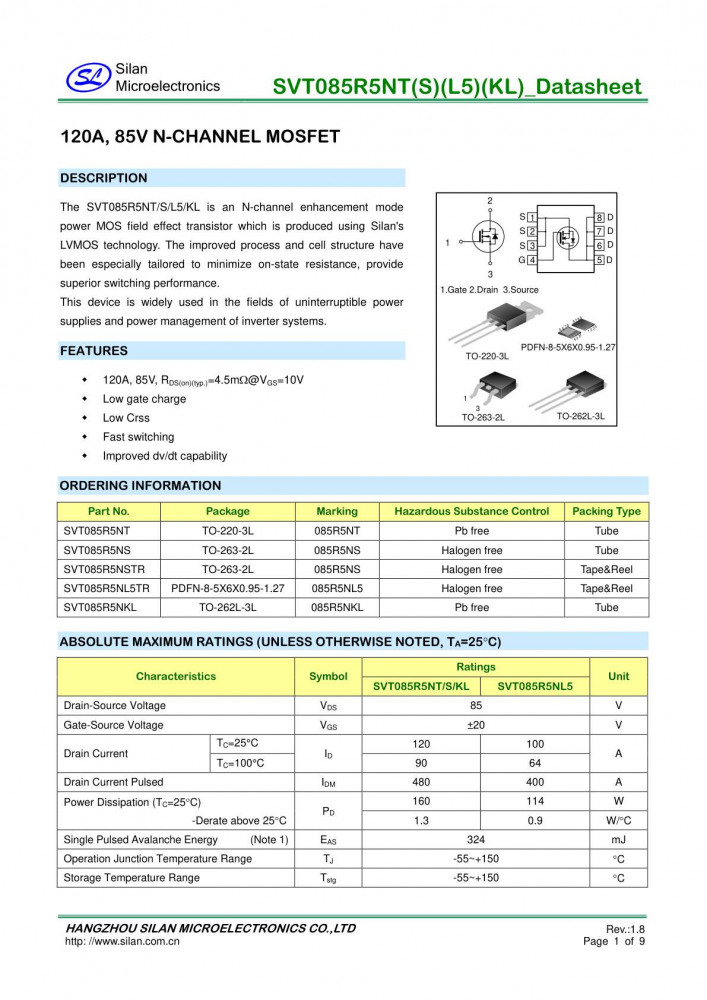 SVT085R5NT datasheet page 1