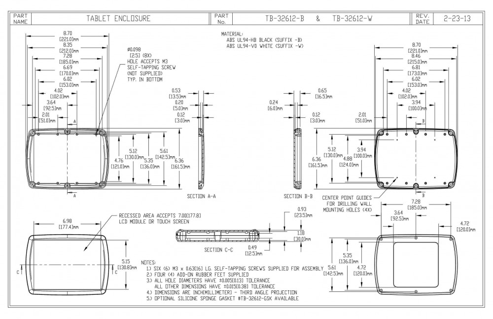 TB-32612-W product drawing preview
