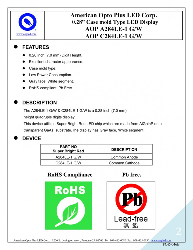 C284LE-1 datasheet page 2