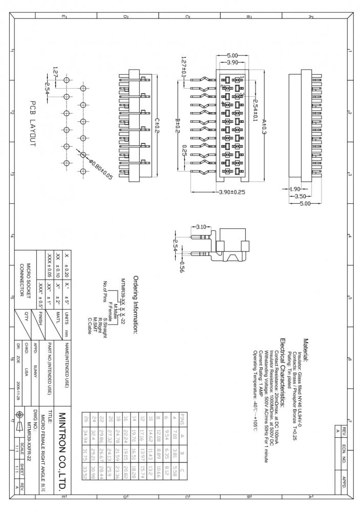 MINTRON MTMR39-16FR-22 technical drawing