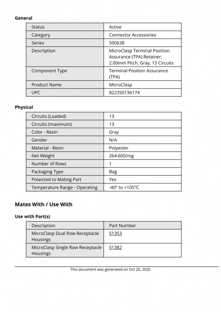 MOLEX 5006381307 product document image, page 2