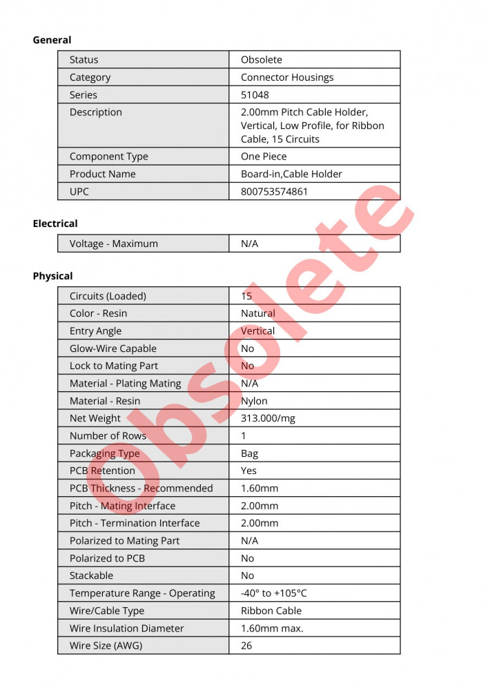 Technical document page 2 for MOLEX 510481500