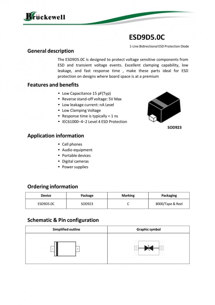ESD9D5.0C datasheet page 1