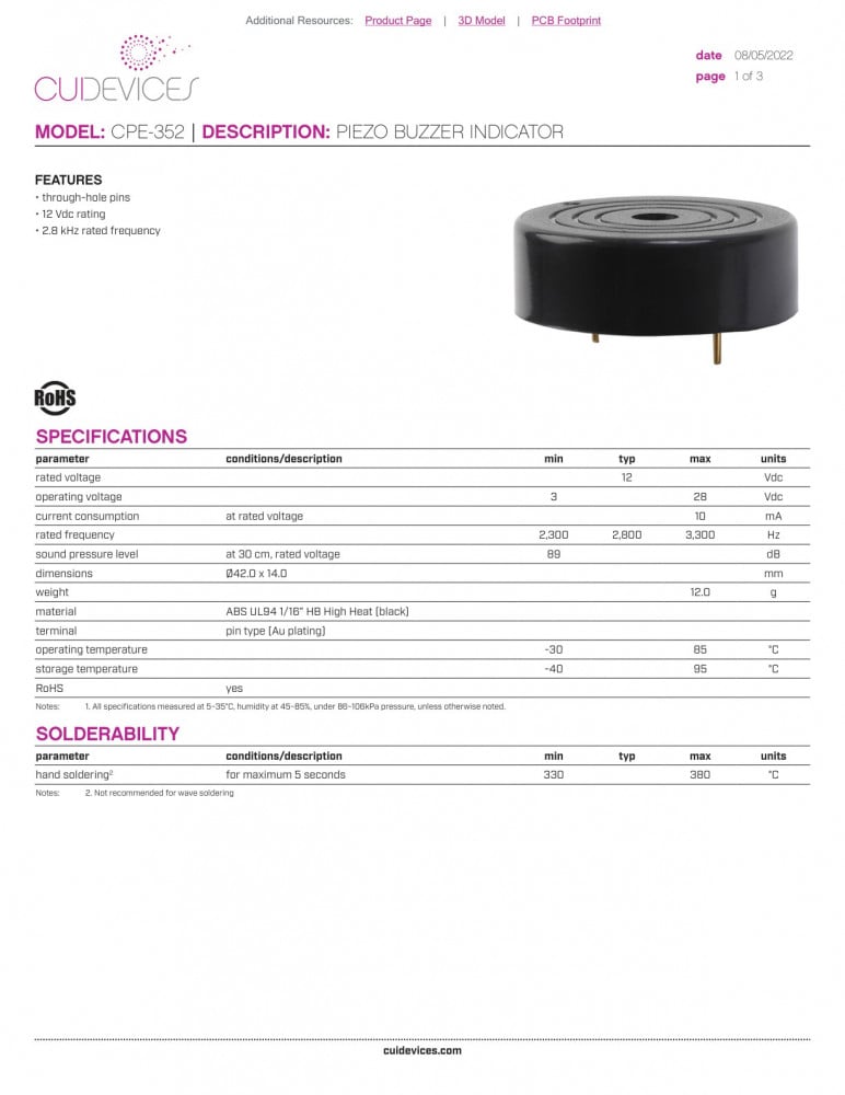 CPE-352 datasheet page 1