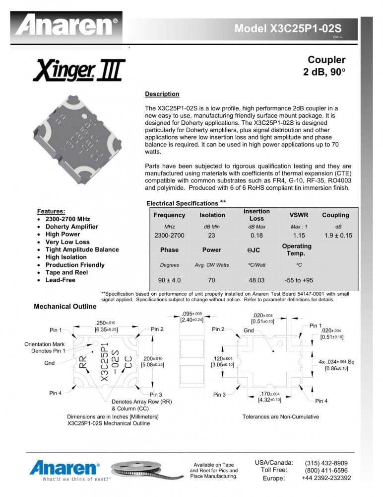 X3C25P1-02S datasheet page 1