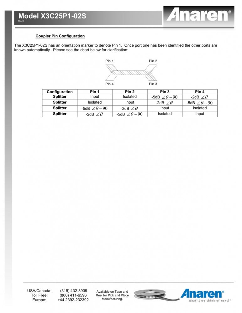 X3C25P1-02S datasheet page 2