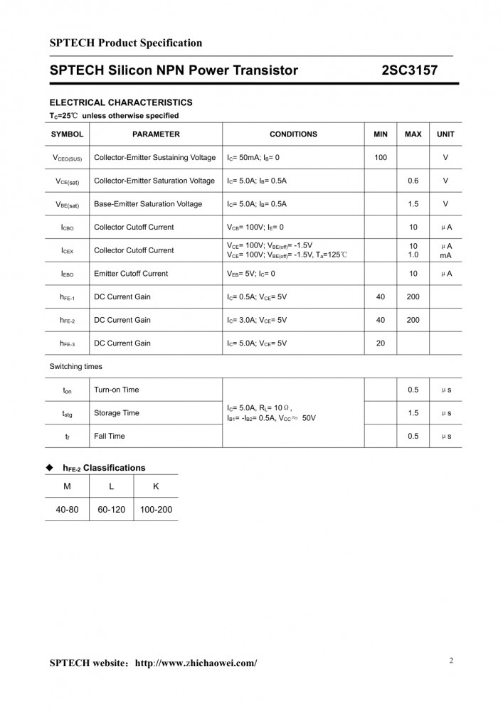 2SC3157 SPTECH datasheet page 2