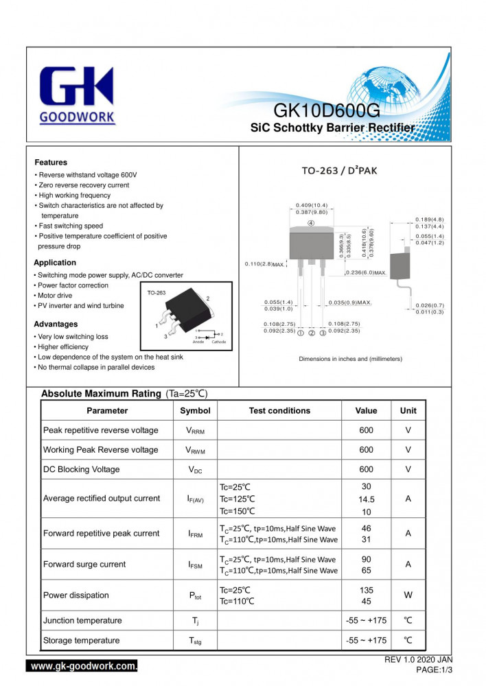 GOODWORK GK10D600G datasheet page 1