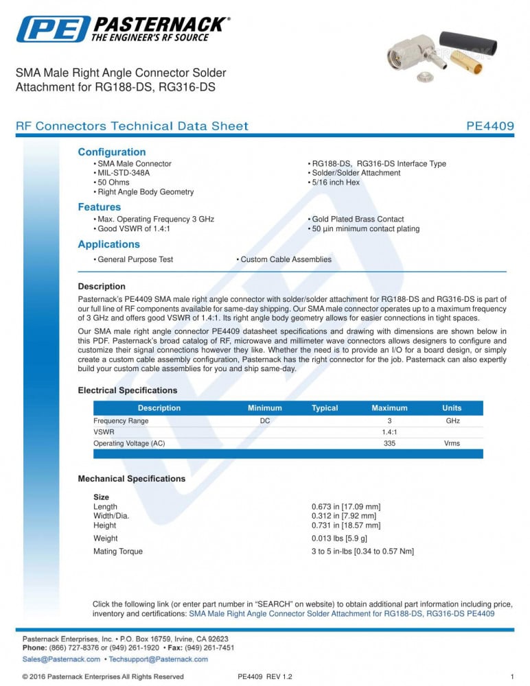PE4409 datasheet page 1
