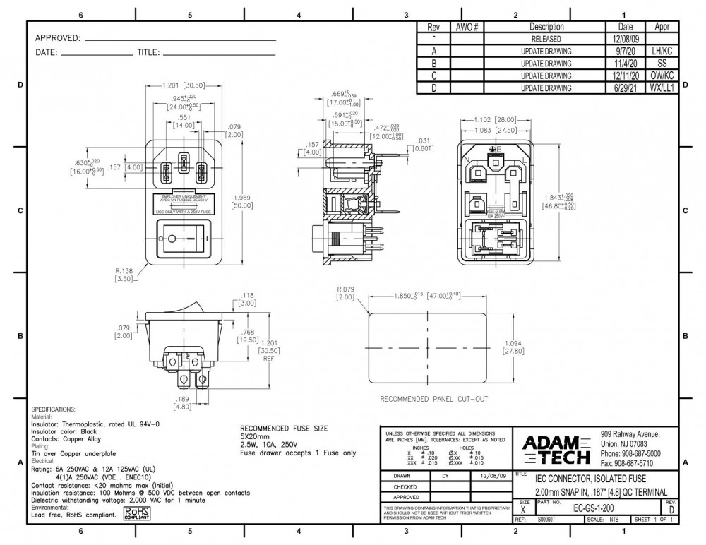 ADAM TECH IEC-GS-1-200 technical drawing preview