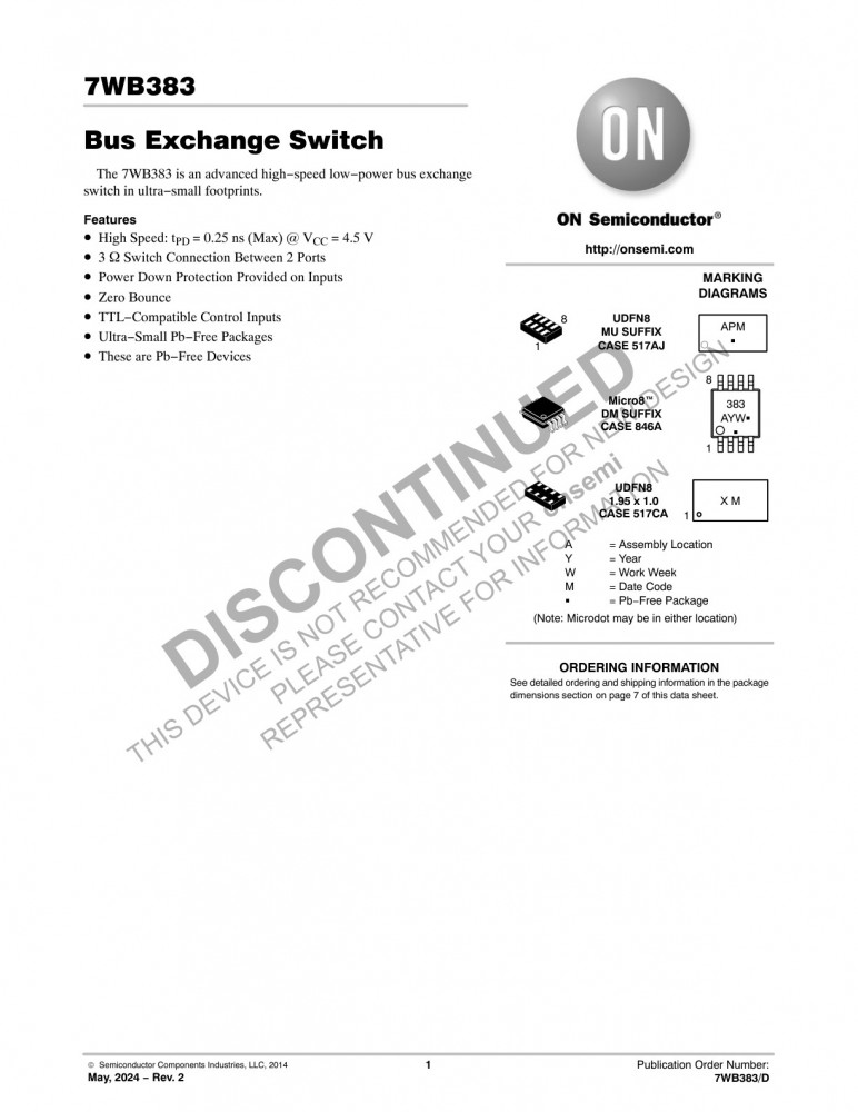 7WB383 datasheet page 1