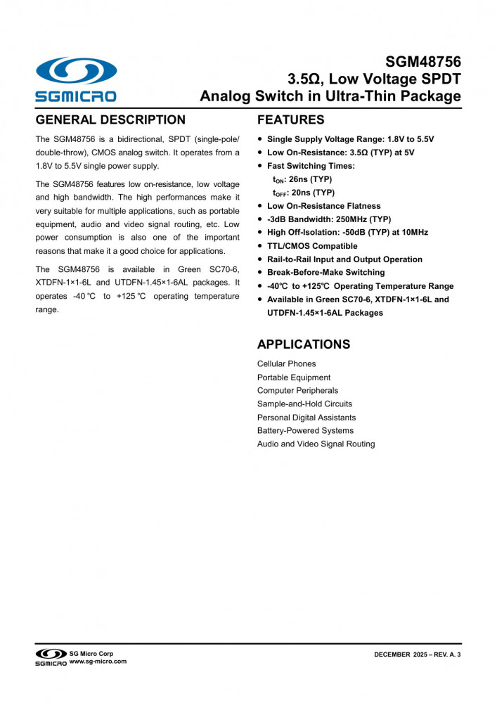 SGM48756 datasheet page 1