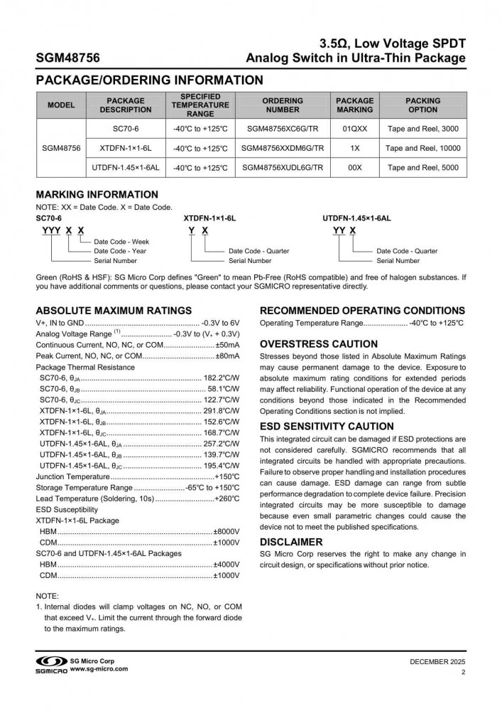 SGM48756 datasheet page 2