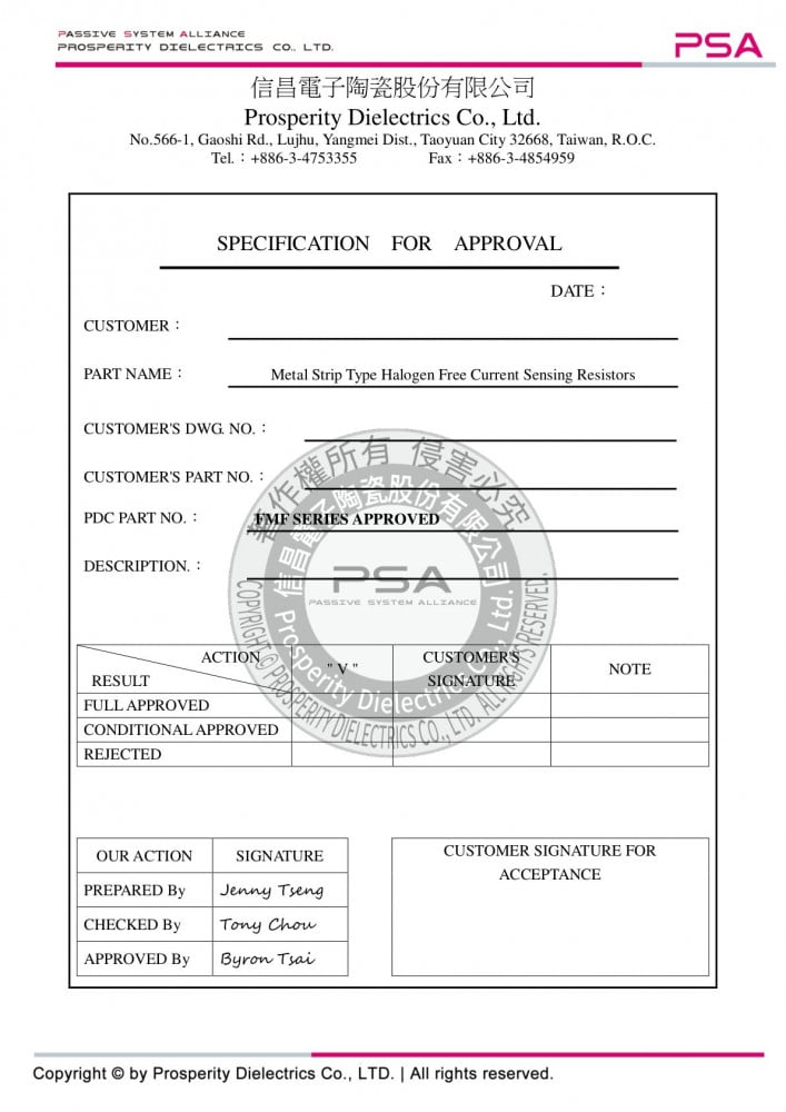 PSA FMF series datasheet page 1