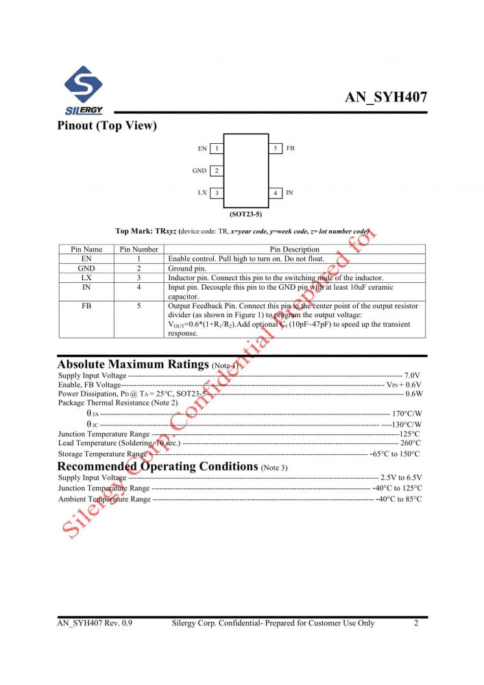 SYH407AAC datasheet page 2