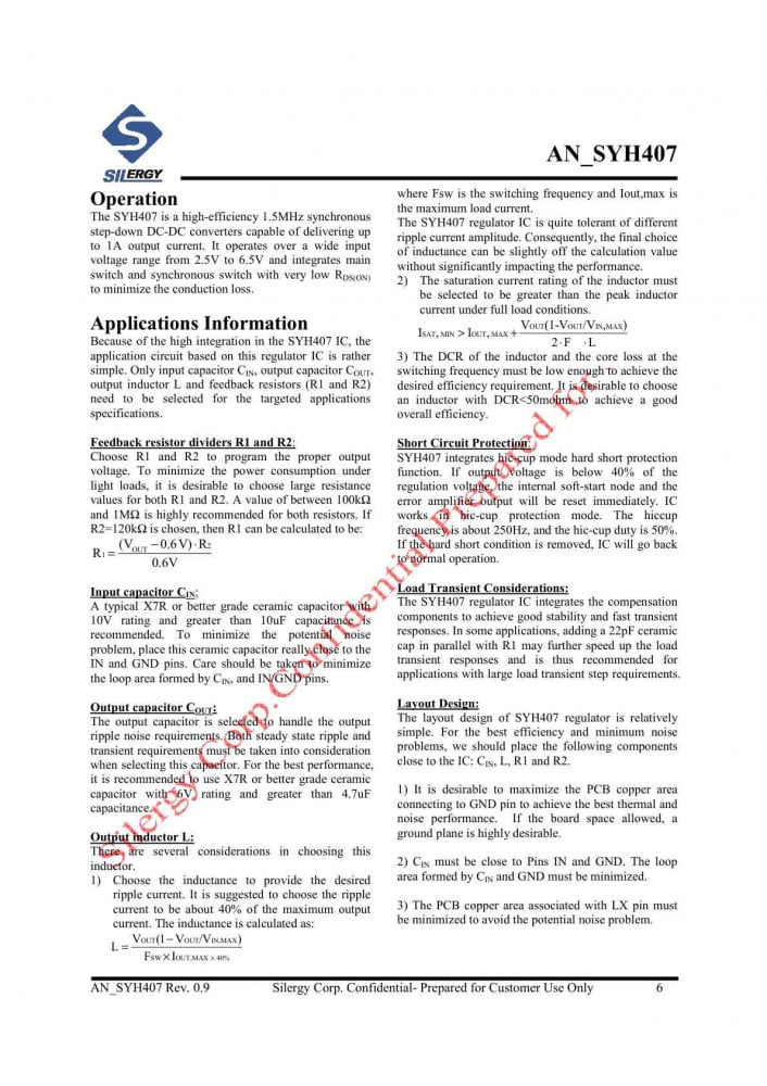 SYH407AAC datasheet page 6